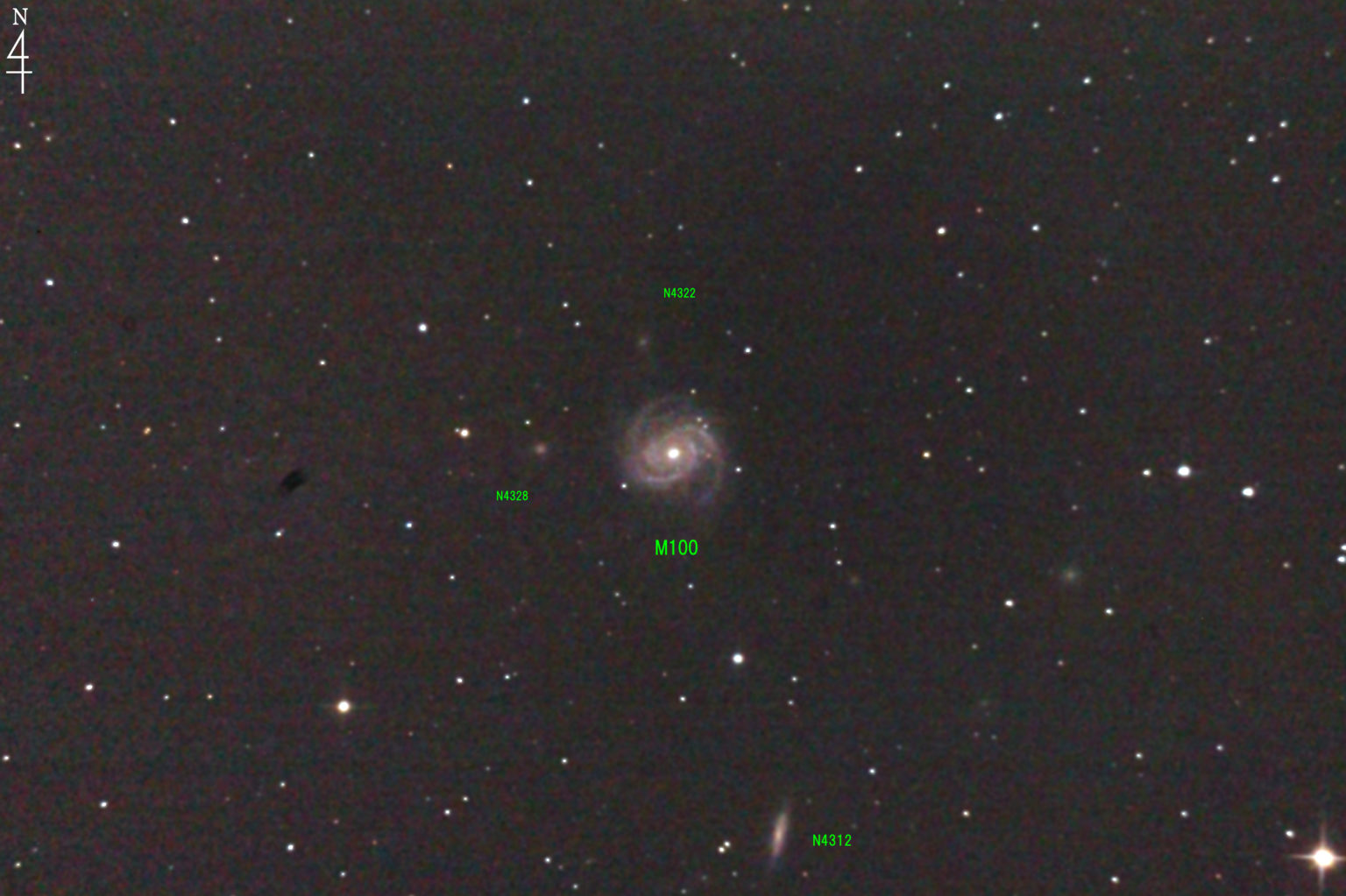 M100のメシエ天体の写真と位置や星図と撮影データ｜天体写真ナビ