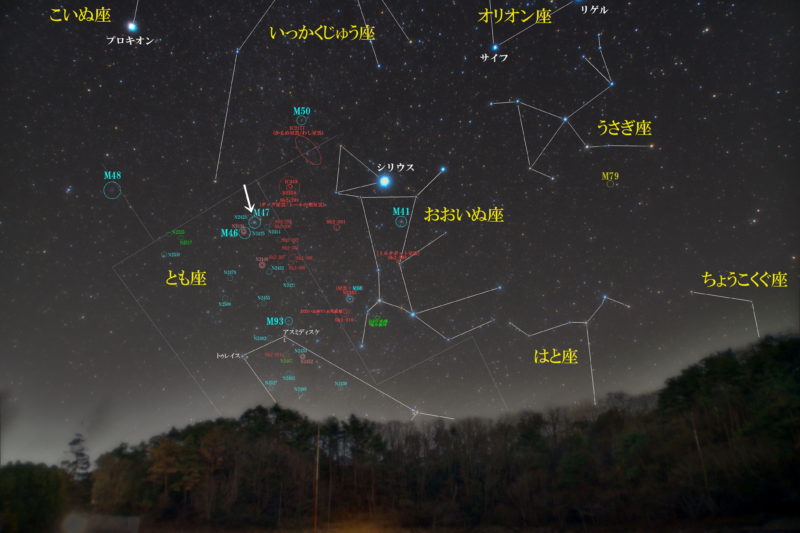M47のメシエ天体写真と位置や星図と撮影データ