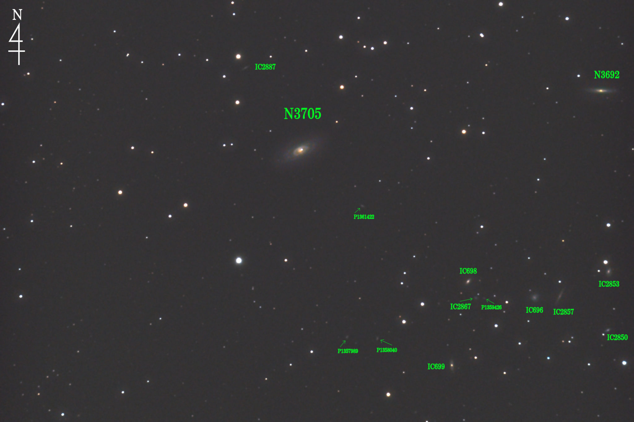 NGC3705の写真と位置がわかる星図や撮影データ｜天体写真ナビ