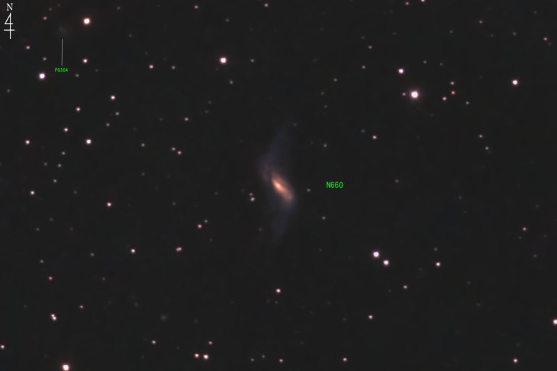 NGC660の写真と位置がわかる星図や撮影データ｜天体写真ナビ