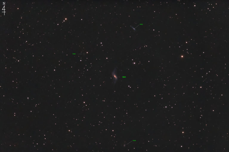 NGC660の天体写真と位置がわかる星図や撮影データ